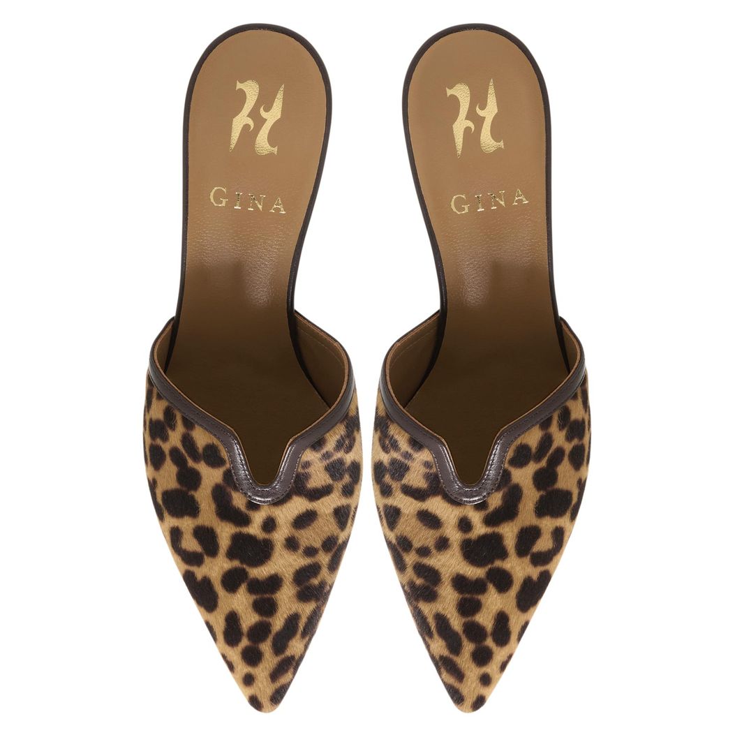 'IRINA' Stiletto Mules in Leopard Pony | GINA Shoes