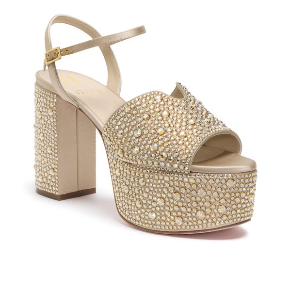 'POSITANO' Platform Sandals in Camel Satin | GINA Shoes